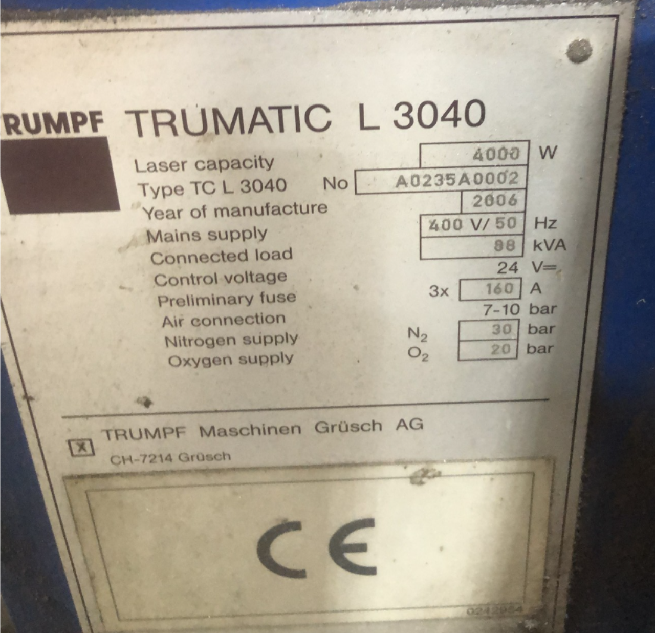 ד.מ.ש.י.ל מכונות כלים בע"מ - חיתוך לייזר - TRUMPF TRUMATIC L3040